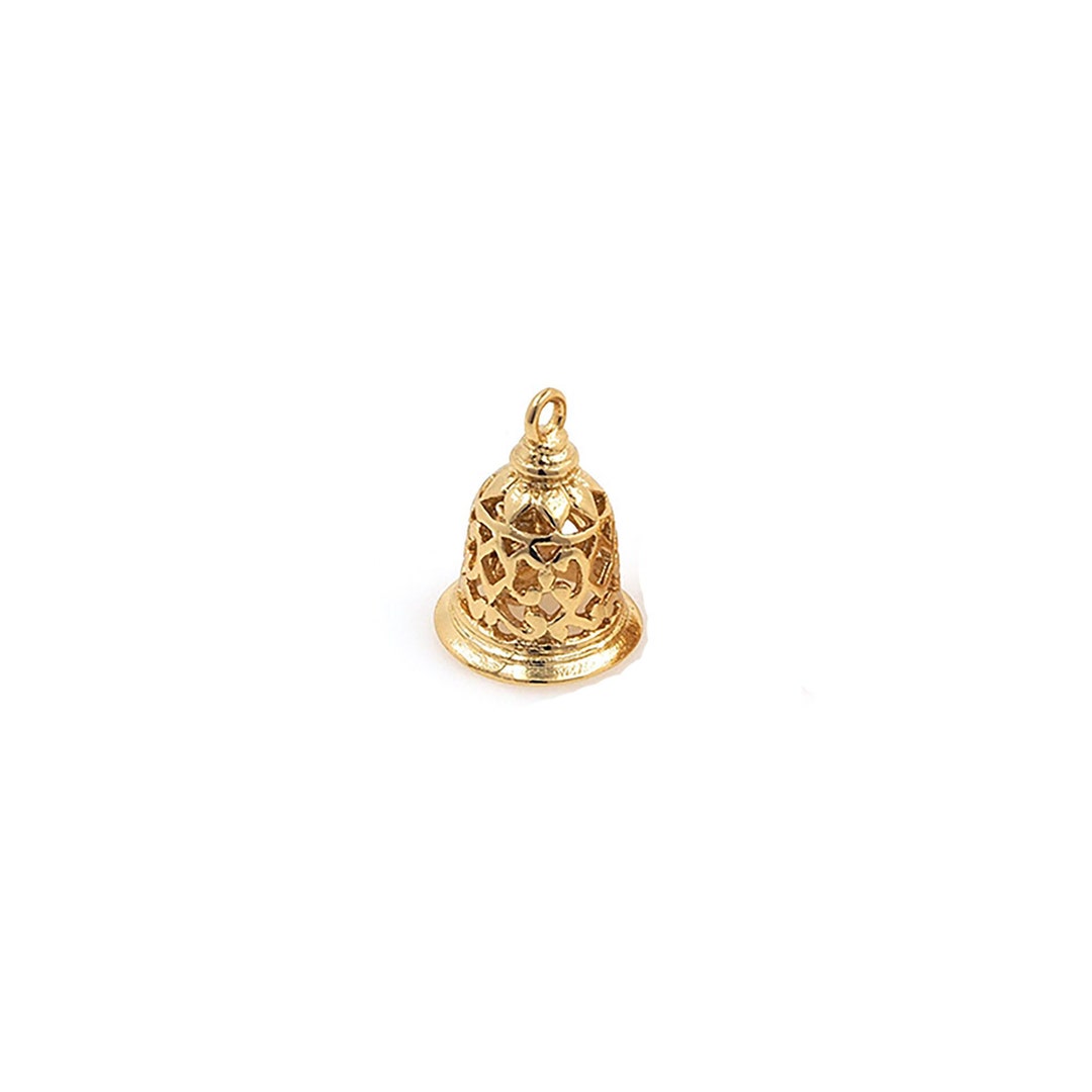 18K Gold Filled Bell Pendant, Openwork Bell Charm, Bell Necklace ...