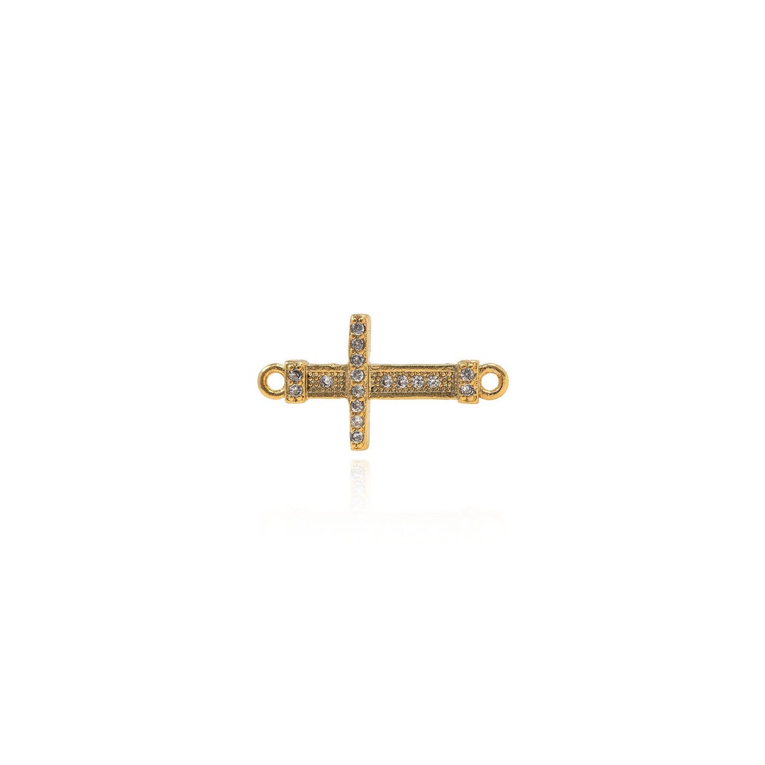 Religious Connector, Micropavé CZ Cross Connector, Cross Charm, 18K ...