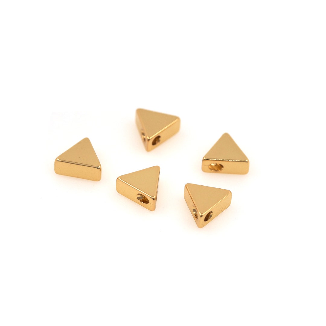 10pcs, 18K Gold Filled Triangle Spacer Beads, Brass Beads, Jewelry ...