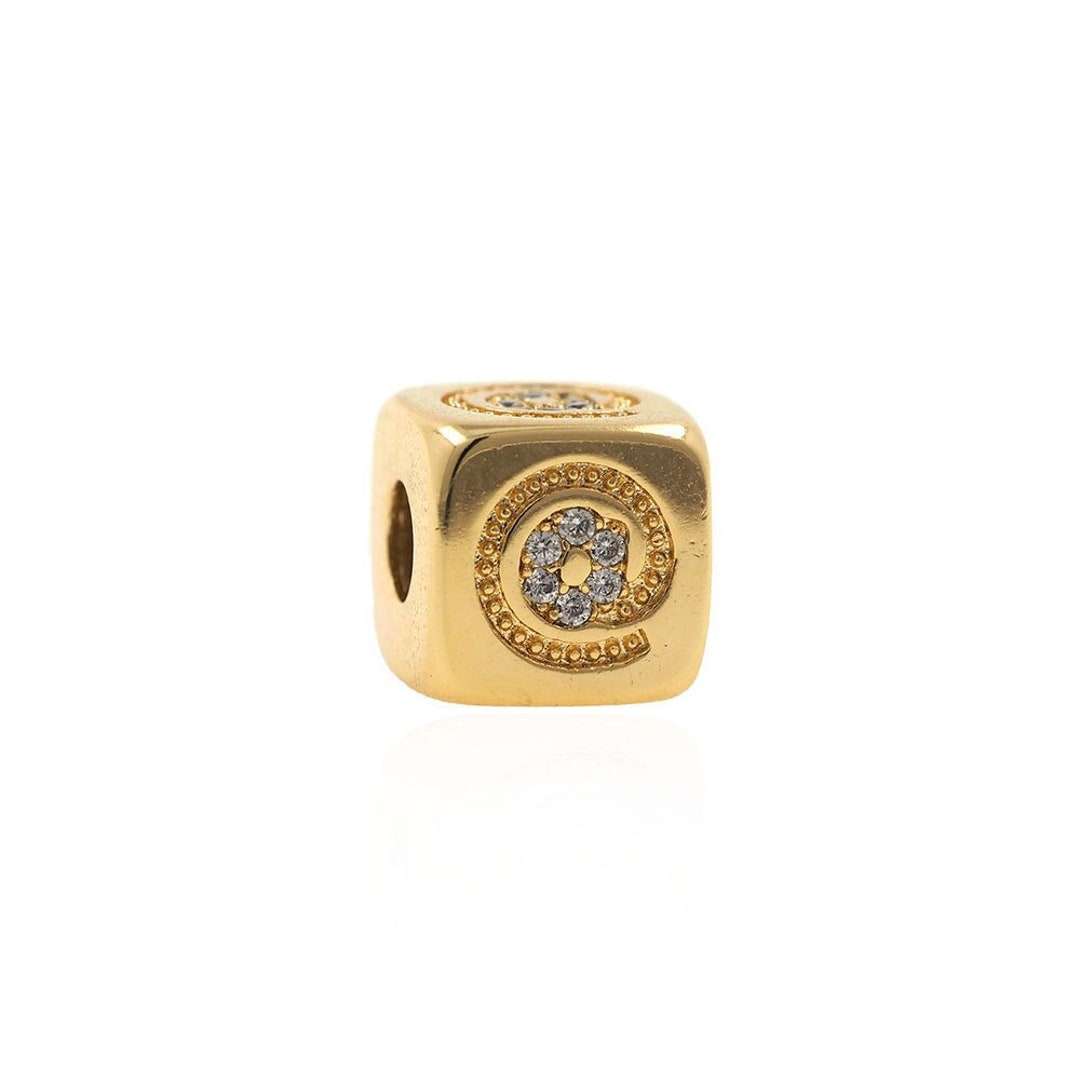 18K Gold Filled @ Logo Beads,micropavé CZ Cube Spacer Beads, Geometric ...