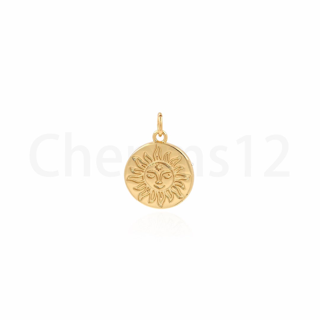 18K Gold Filled Sun Charm, Sun Face Pendant, Sun Charm,face Pendant ...