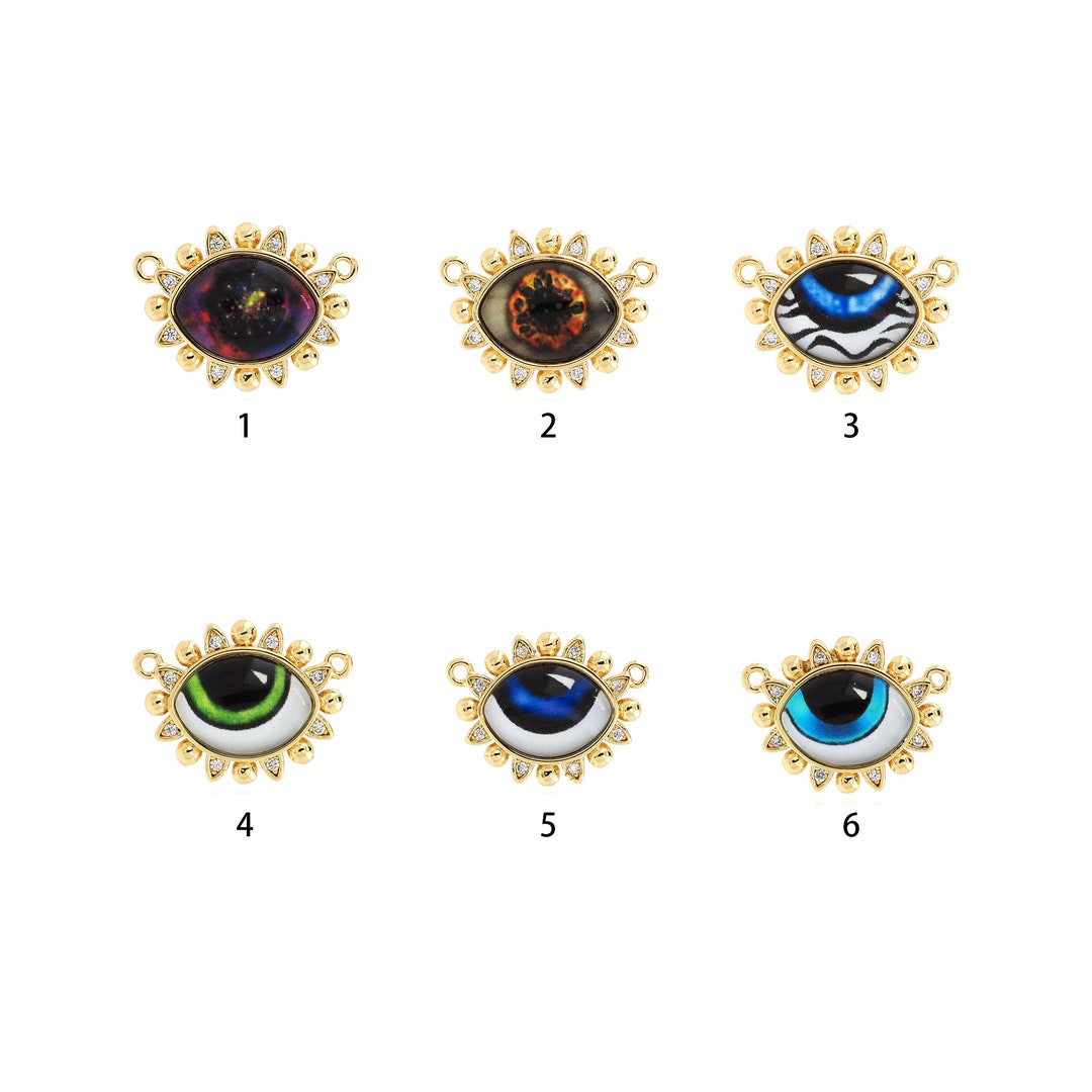 18K Gold Filled Eye Charm, Micro Pave CZ Evil Eye Jewelry, Enamel Evil ...