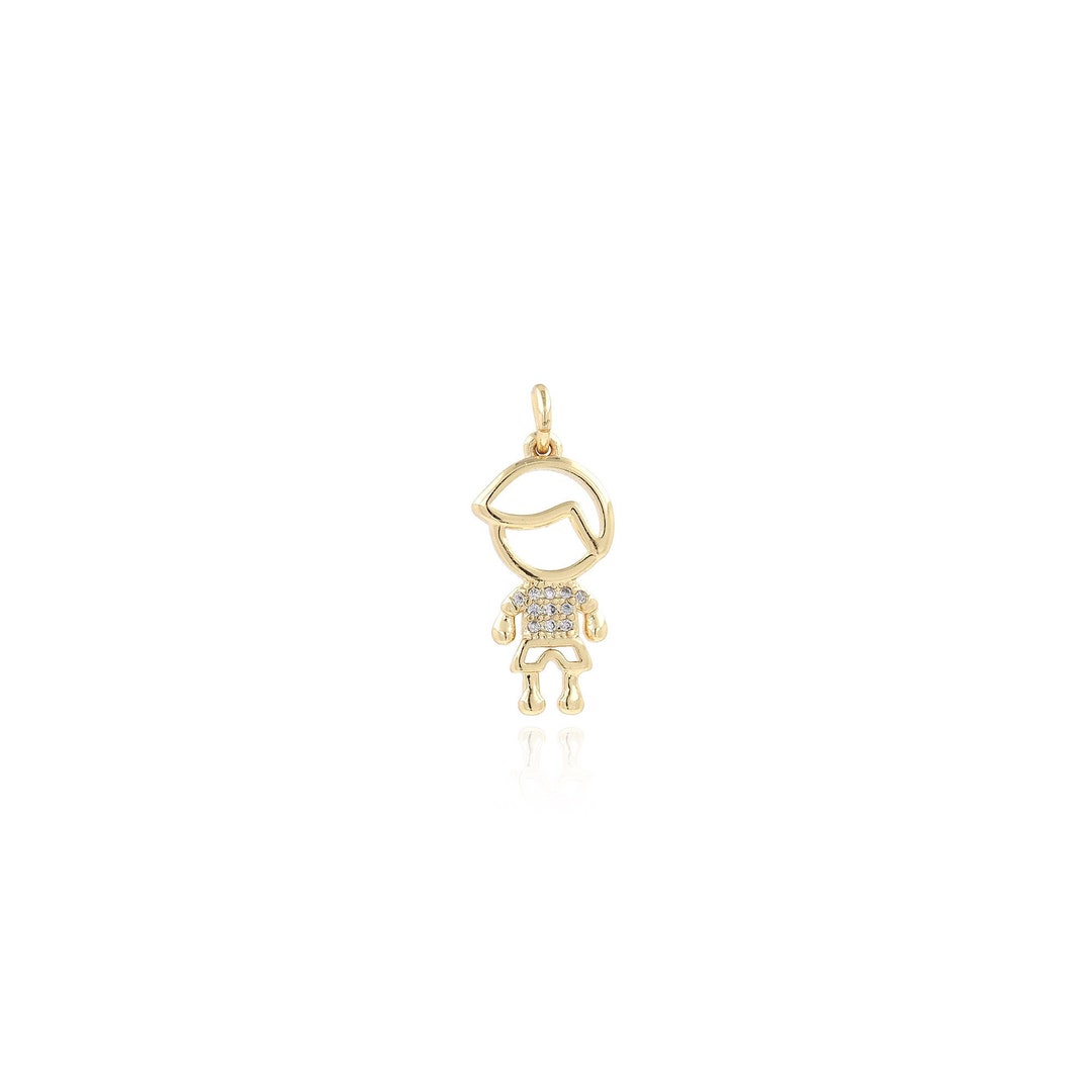 18K Gold Filled Boy Pendant, Dainty Kids Charm, Micropavé CZ Boy ...