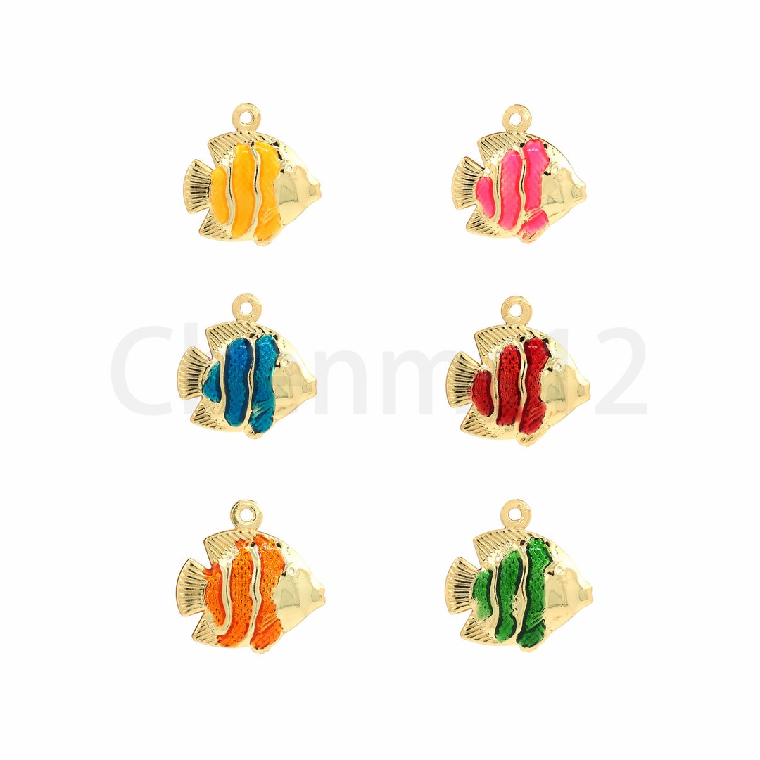 Enamel Charm,18k Gold Filled Fish Pendant,sea Life Necklace,nautical ...