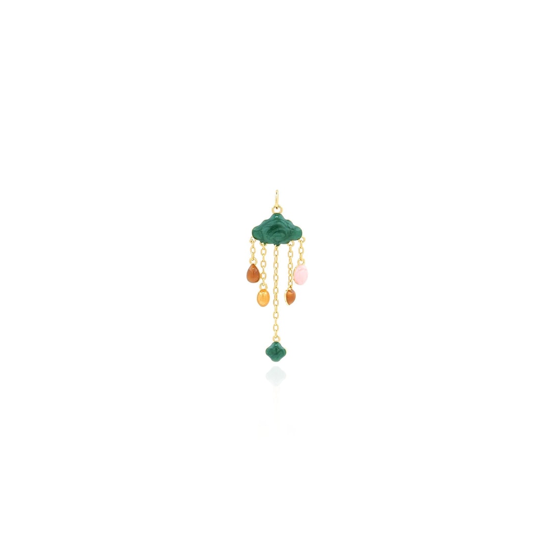Tassel Pendant, 18K Gold Filled Raindrop Pendant, Micropavé CZ Cloud ...
