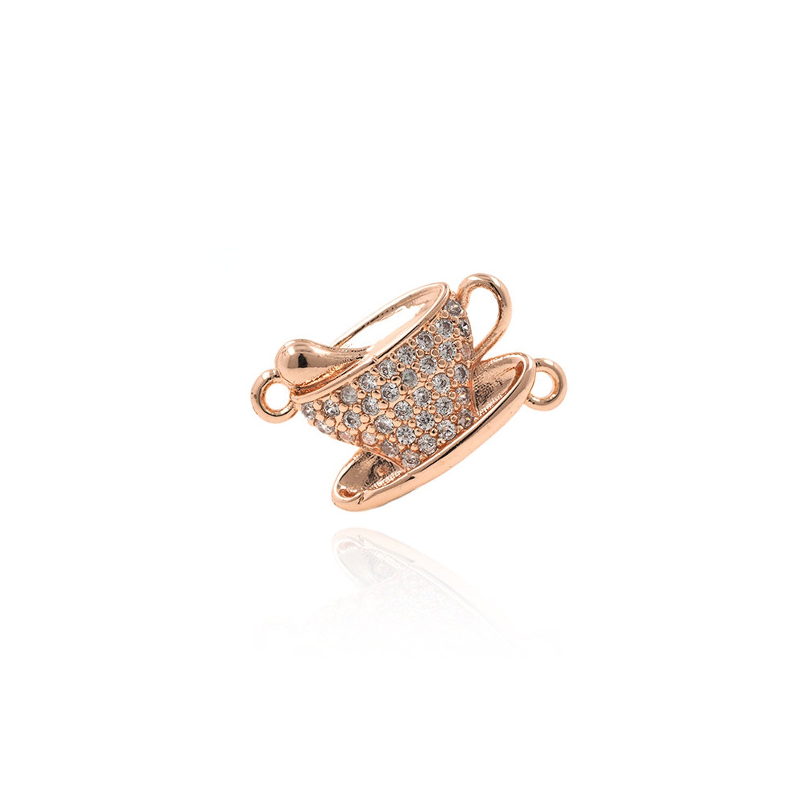 Cup Connectors, 18K Gold Filled Coffee Cup Connector, Micropavé CZ Cup ...