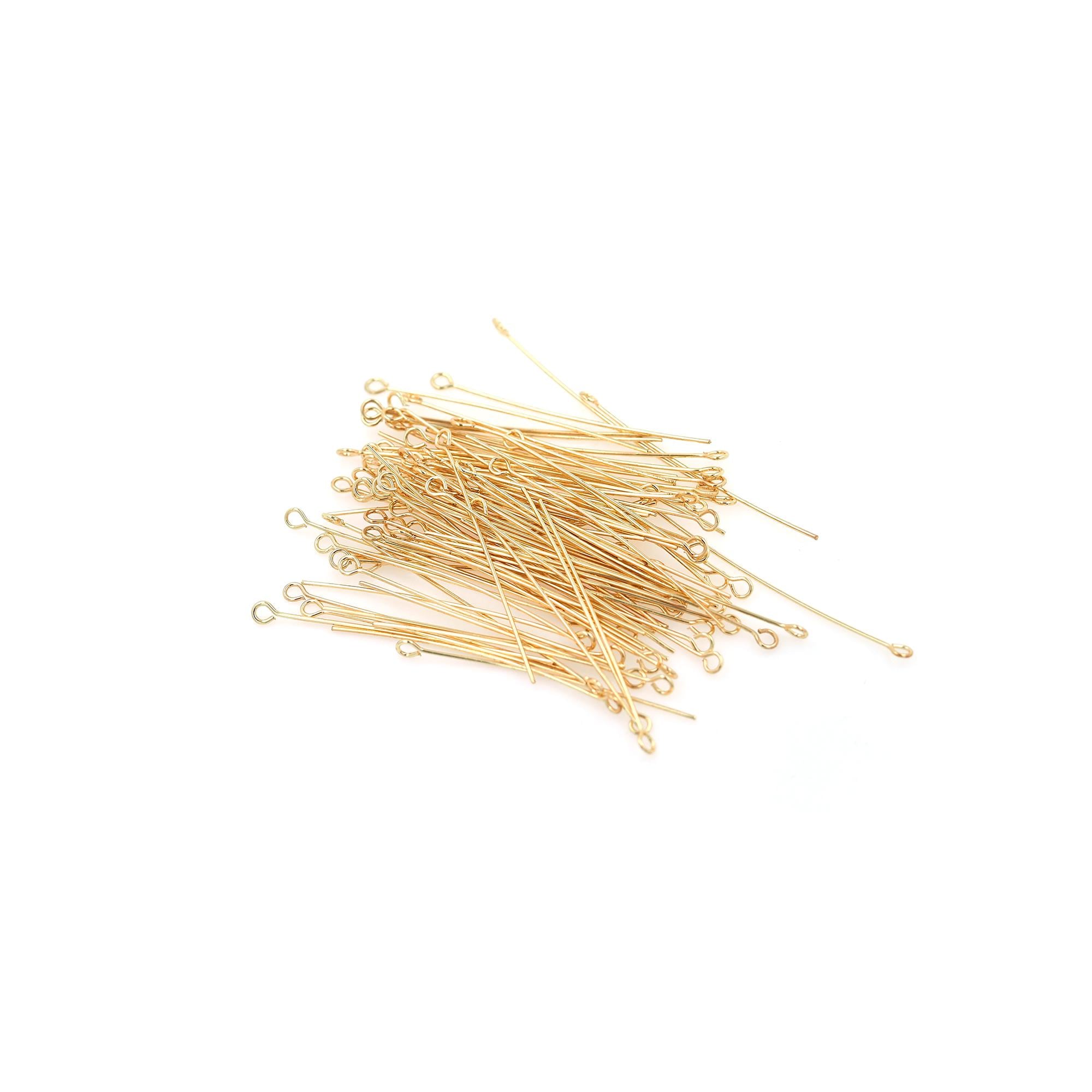 100 Pcs 18K Gold Filled Eye Pins Non Tarnish Craft Earring Bracelet ...