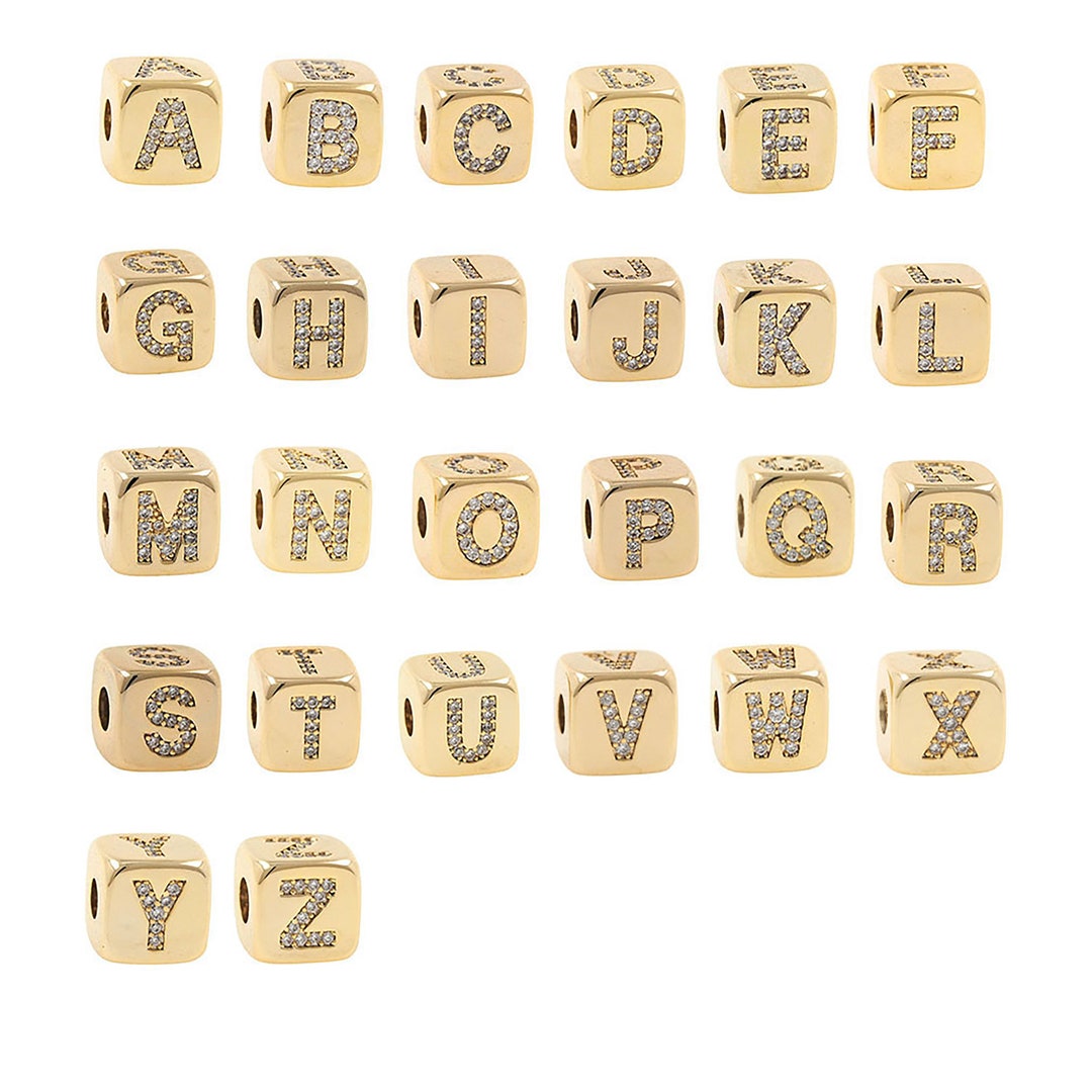 Large Hole Letter Beads, 18K Gold Filled Alphabet Spacer Beads, Micro ...
