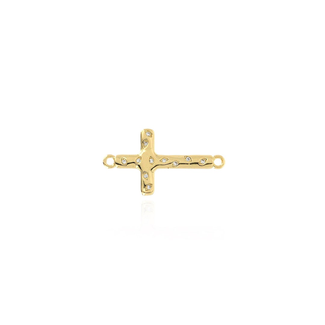 Cross Connector, Religious Jewelry,micropavé CZ Cross Connector, 18K ...