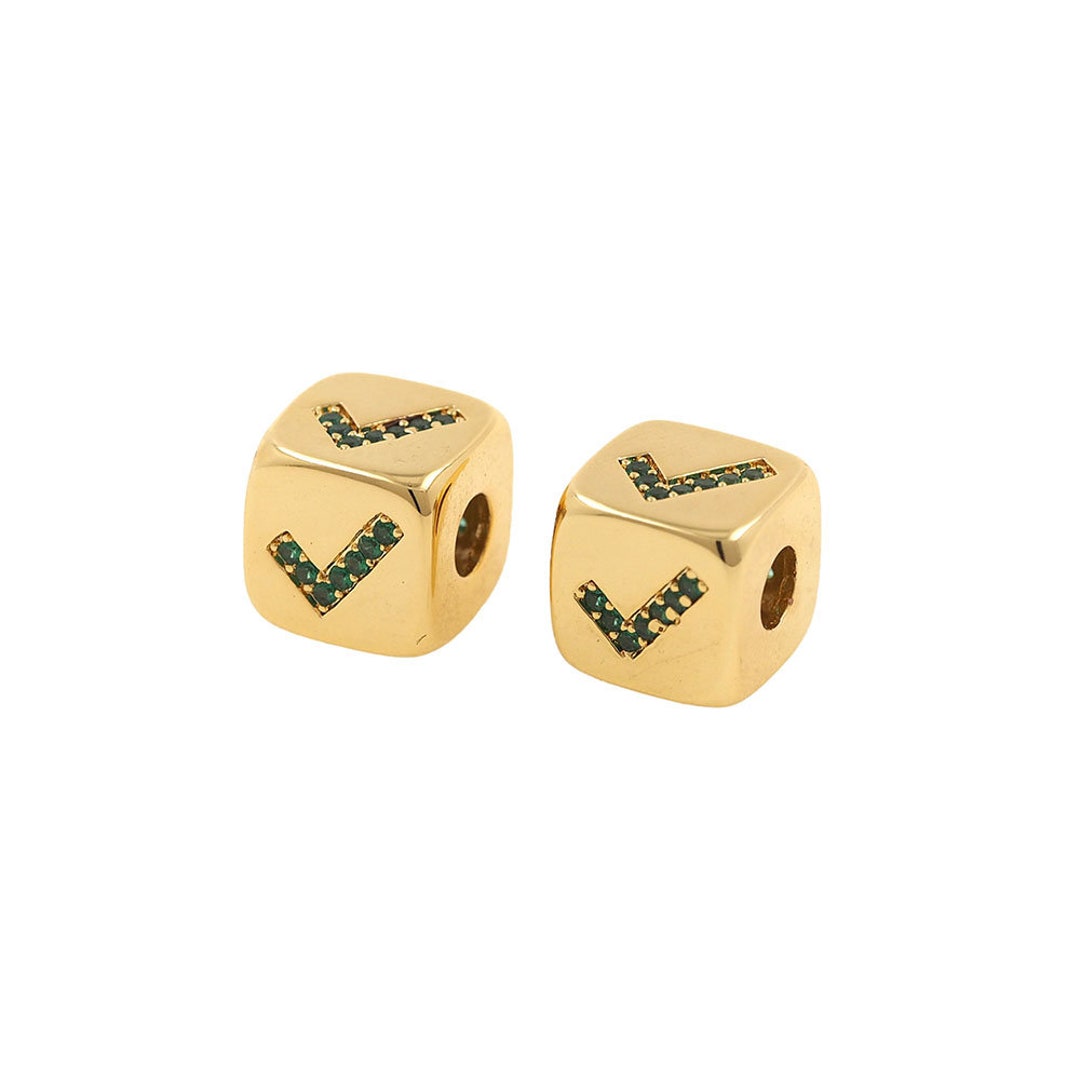 18K Gold Filled Tick the Box Beads,micropavé CZ Cube Spacer Beads ...