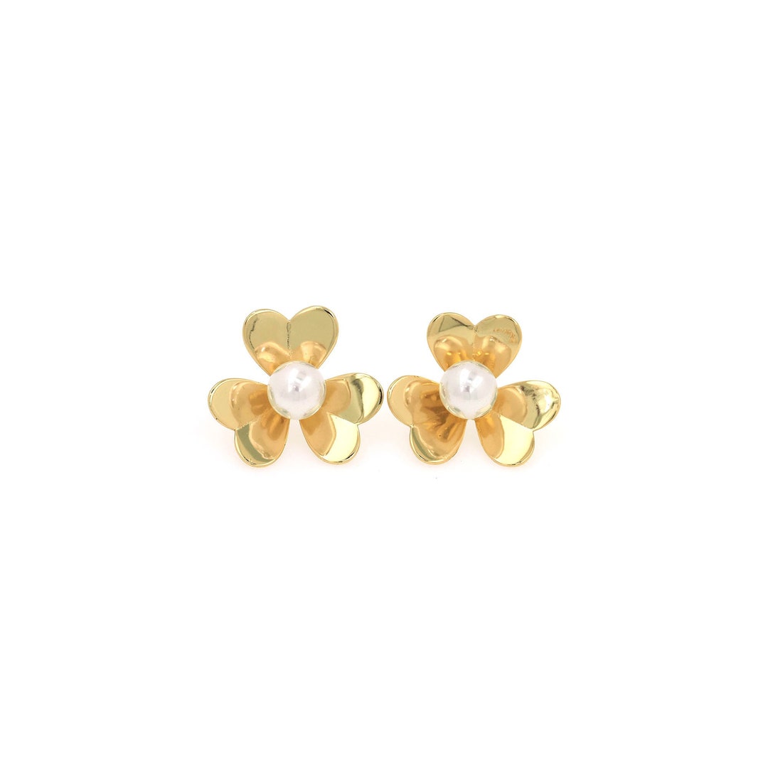 Flower Stud Earrings,18k Gold Filled Pearl Earrings, Wedding Pearl ...