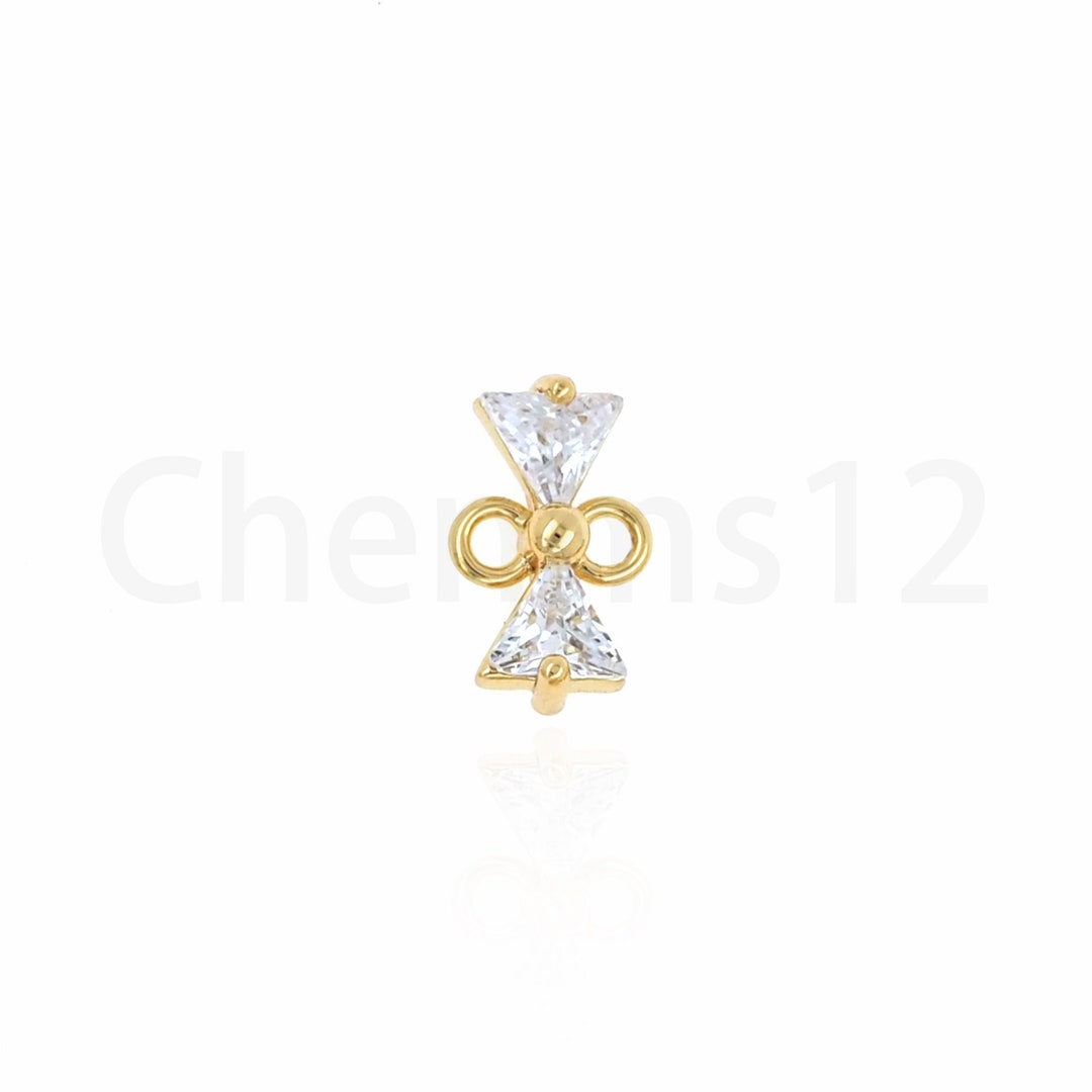 Funnel Connector, 18K Gold Filled Bar Connector, Micropavé CZ Funnel ...