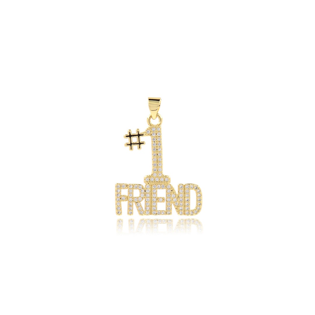 Number 1 Pendant, 18K Gold Filled Champion Charm, Micro Pave CZ Number ...