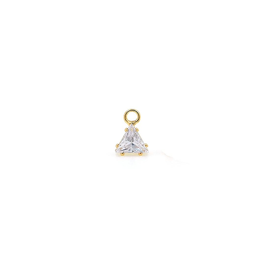 18K Gold Filled Triangle Charm, Triangle Gemstones Pendant, Micropavé ...