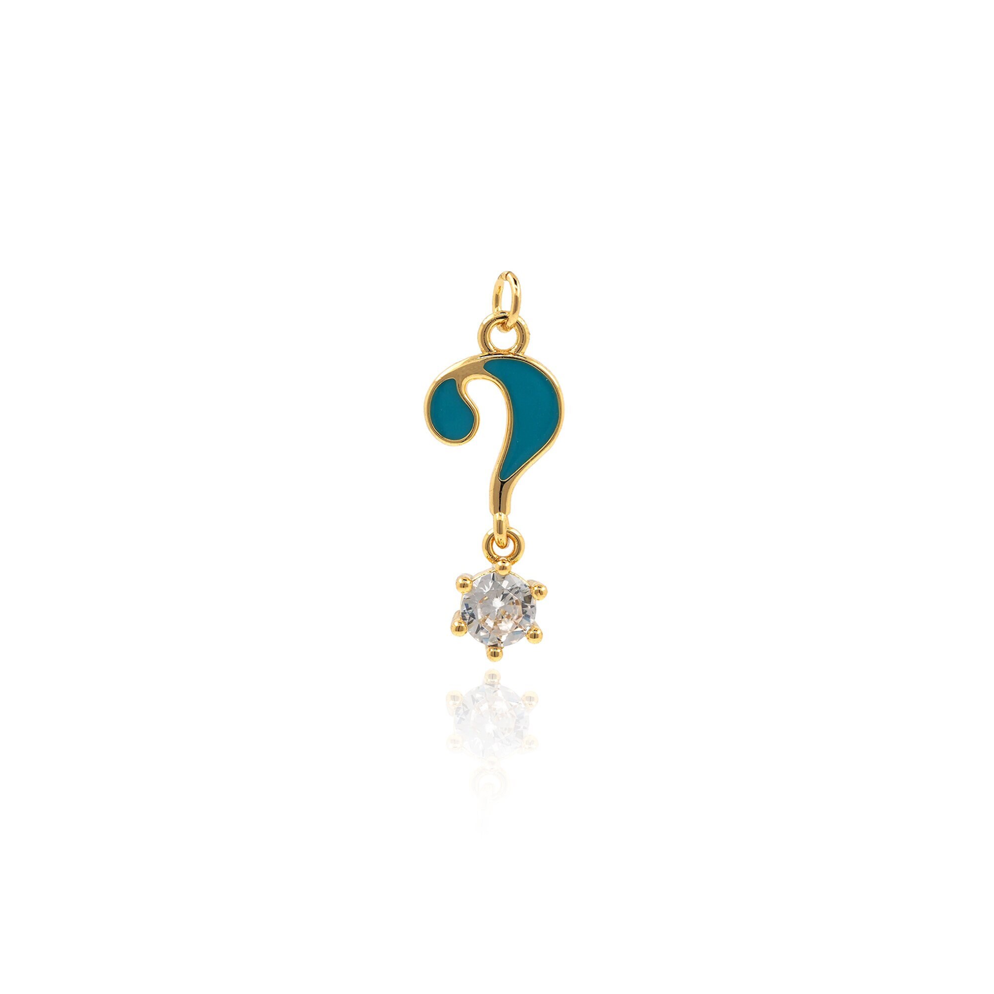 Enamel Question Mark Pendant,18k Gold Filled Symbol Charms,micropavé CZ ...