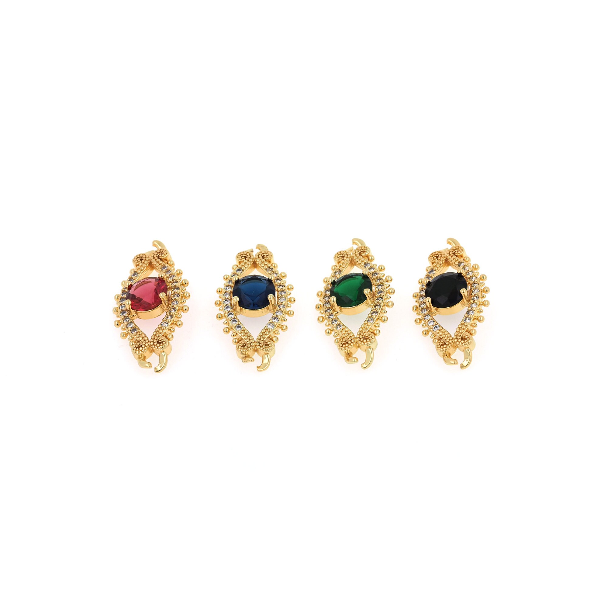 Evil Eye Connector, Micropavé CZ Evil Eye Connector, 18K Gold Filled ...