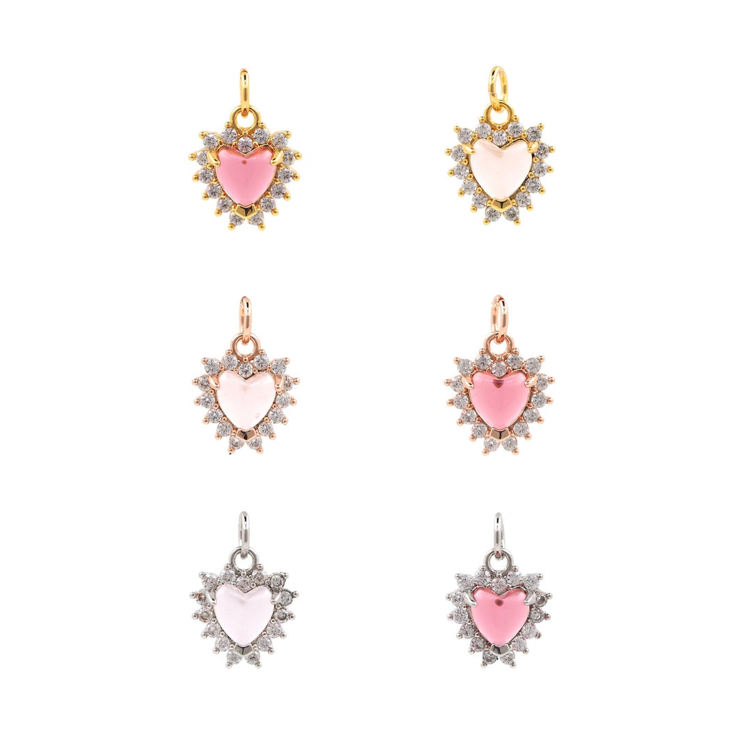 Peach Heart Pendant, 18K Gold Filled Love Pendant,micropavé CZ Heart ...