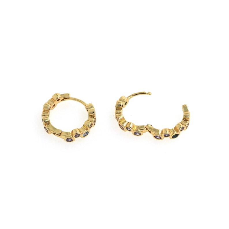 1 Pair,micropavé CZ Simple Round Earrings, 18K Gold Filled Ball ...