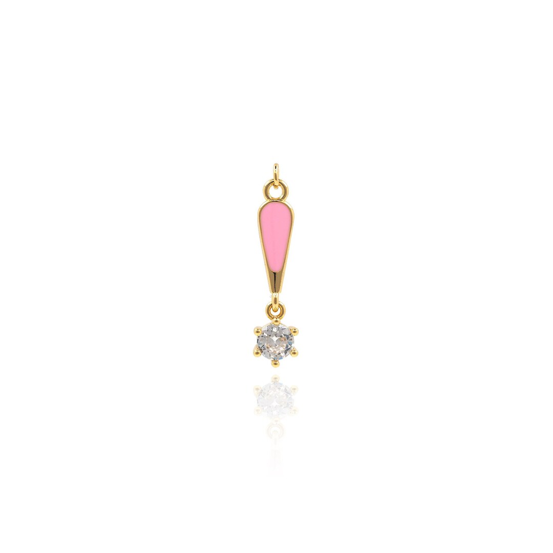 18K Gold Filled Symbol Charms,enamel Exclamation Mark Pendant,micropavé ...