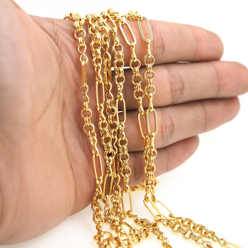 Oval Chain, Round Chain, Round Link Chain, Jewelry Chain, 18K Gold ...