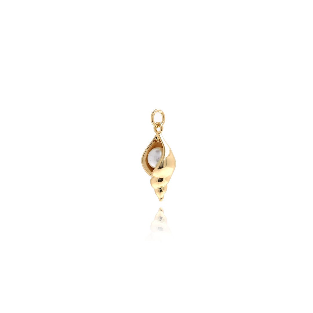 Conch Pendant, 18K Gold Filled Conch Charm, Shell Necklace, Beach Charm ...