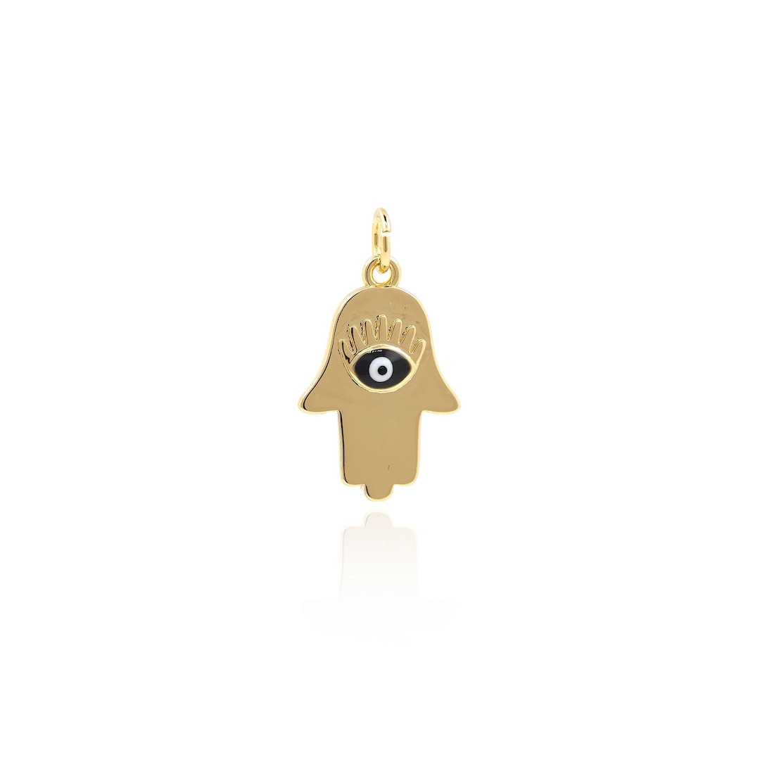 Enamel Palm Pendant，18k Gold Filled Hand Pendant, Evil Eye Pendant ...