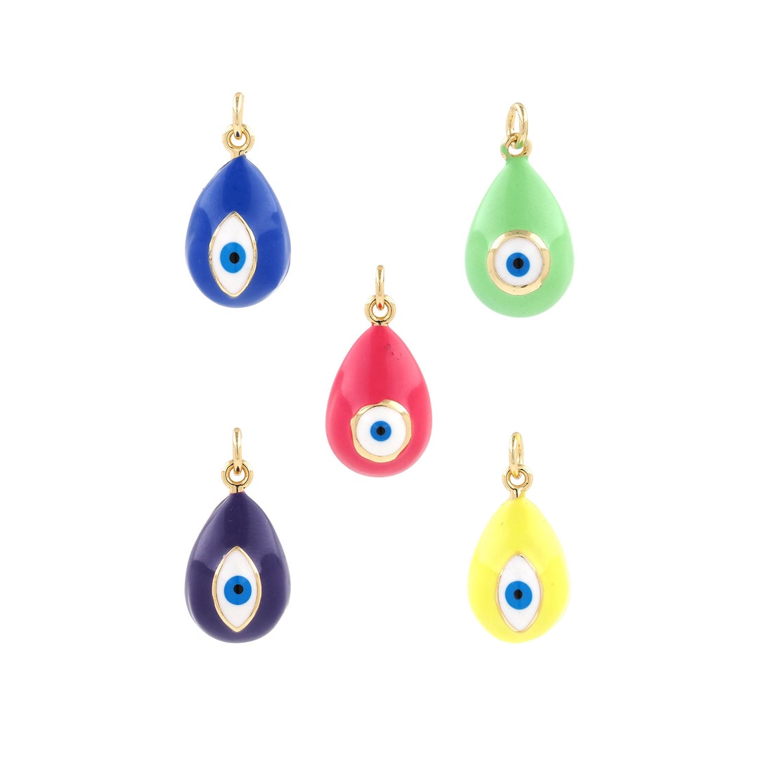Raindrop Eye, Water Drop Enamel Evil Eye，eye Pendant, 18K Gold Filled ...