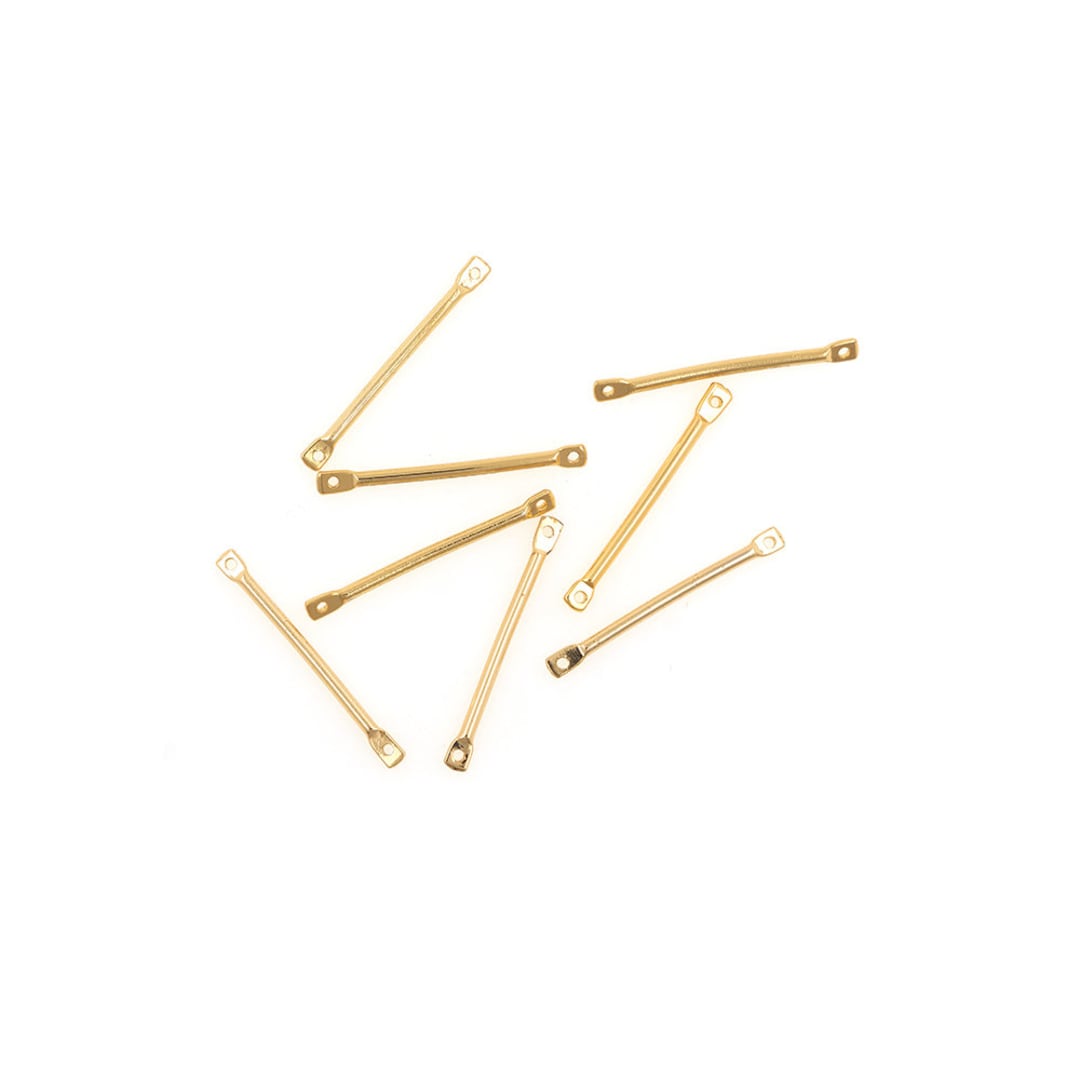 10 Pcs, Brass Stick Connector, Bar Connector, Two Hole Links, 18K Gold ...