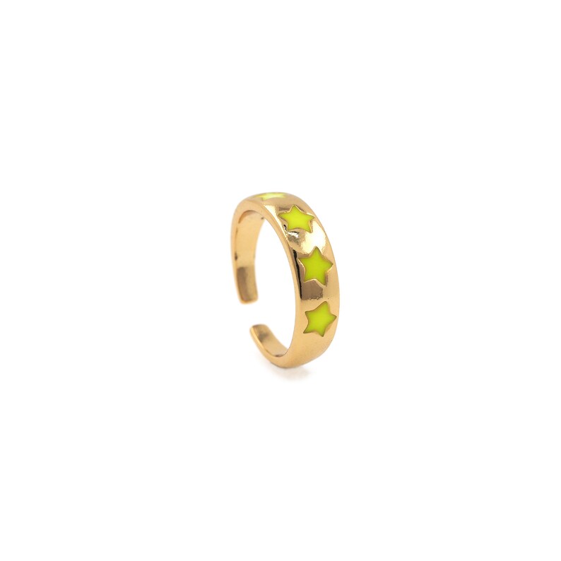 Enamel Polaris Rings, 18K Gold Filled Star Rings, Open Rings, Enamel ...