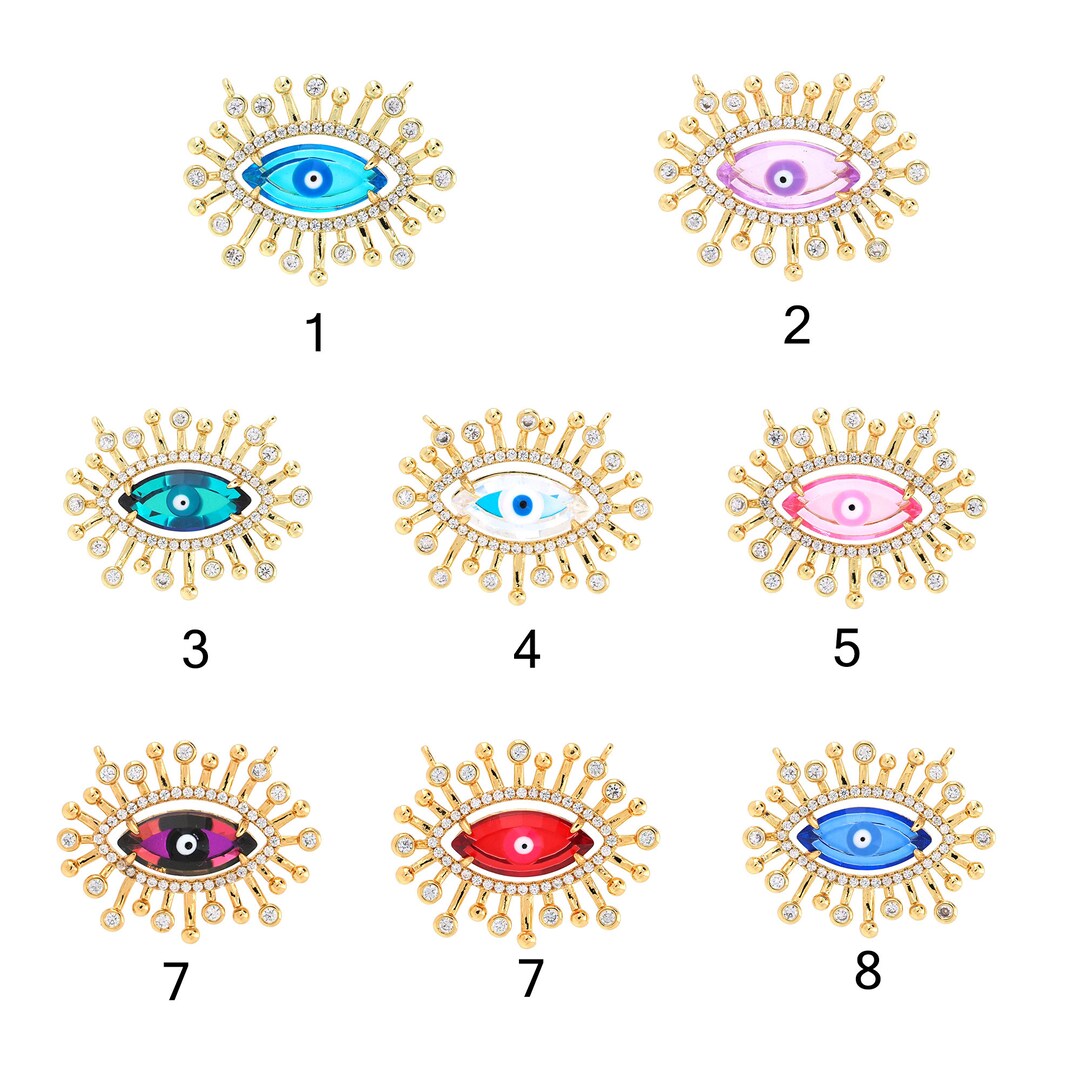 Evil Eye Crystal Pendant, 18K Gold Filled Eye Pendant, Micropavé CZ ...