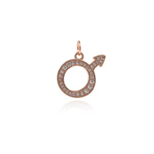 Micropavé CZ Mars Symbol Pendant, 18K Gold Filled Planet Symbol Pendant ...