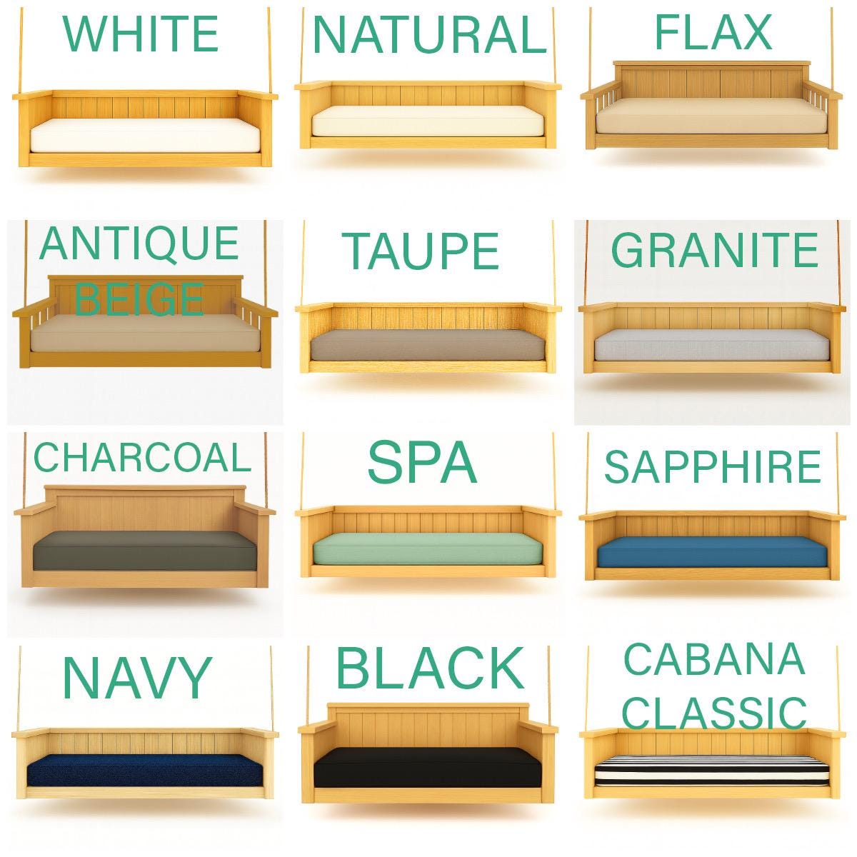 Sunbrella Twin Outdoor Mattress Cover for Porch Daybed Bed Swings ...