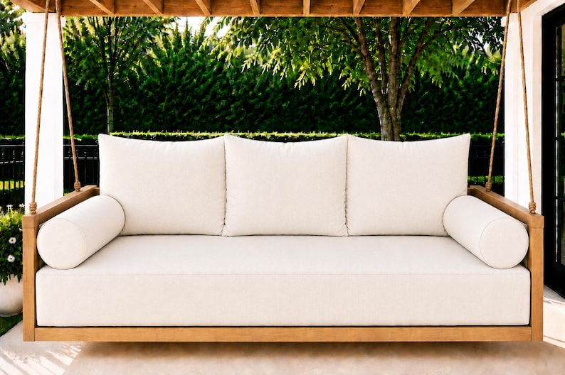 Sunbrella Twin Set: Outdoor Mattress Cover, Bolster Pillows and Euro ...
