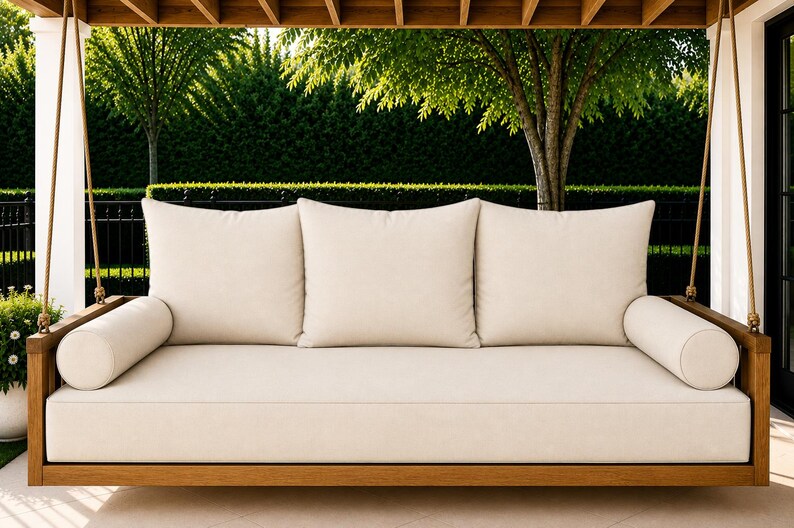 Sunbrella Twin Set: Outdoor Mattress Cover, Bolster Pillows and Euro ...