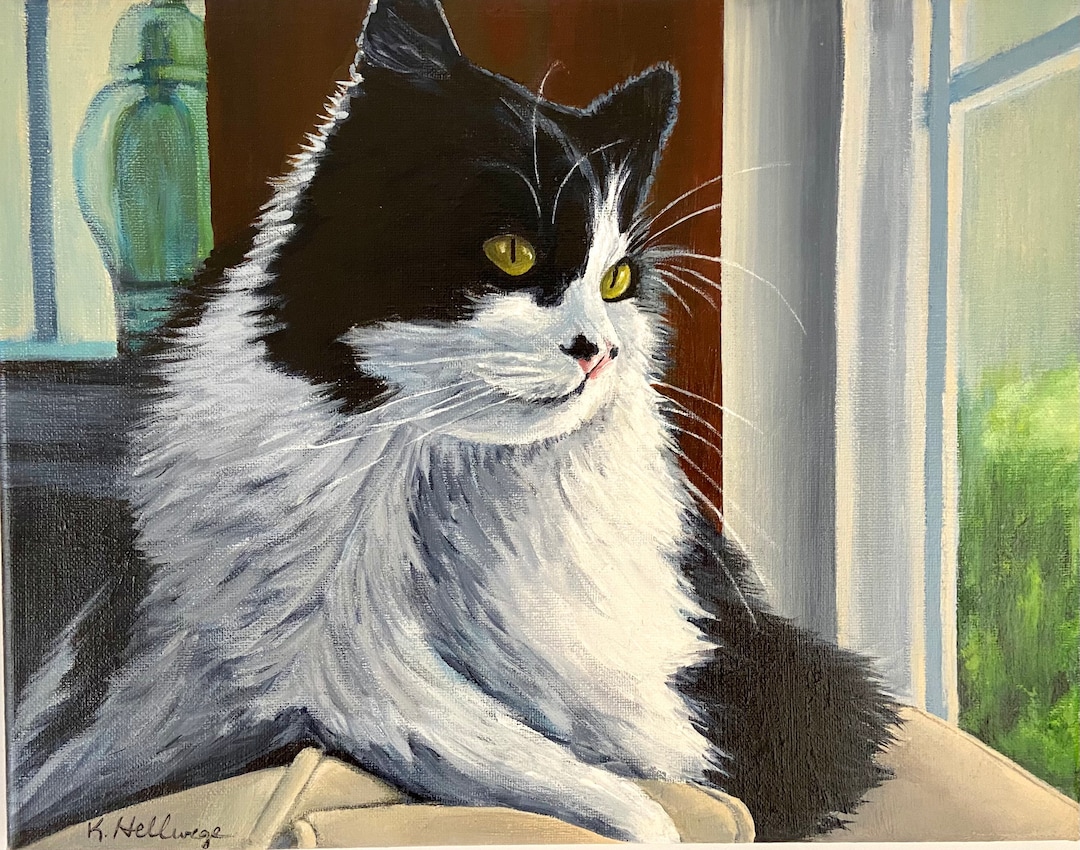 Original Cat Painting, Cat Wall Decor, Cat Canvas Art, Cat Lover Gift ...