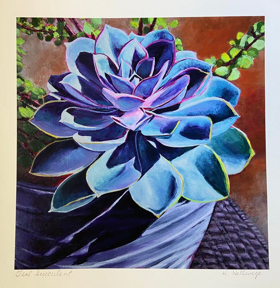 Colorful Art Print, Succulent Wall Art, Painting Print, Floral Art ...