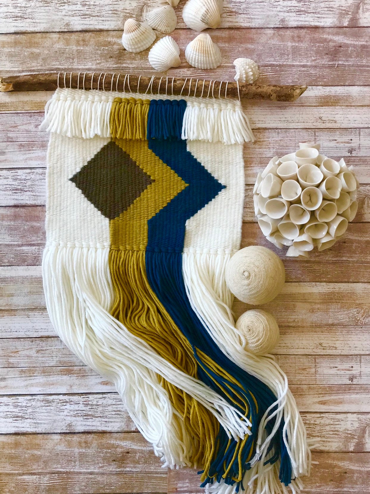 Weaving Wall Art, Modern Wall Hanging, Diamond Wall Weaving, Boho Wall ...