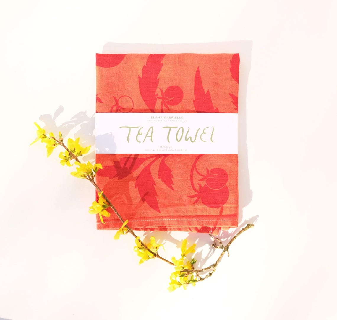 Linen Tomato Tea Towel, Kitchen, Garden, Vegetable, Handmade, Screen ...