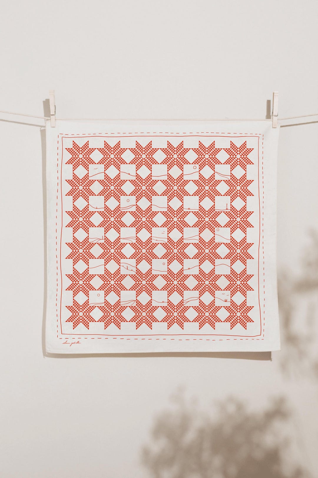 100% Cotton Quilt Bandana, Screen Printed, Handmade, All Over Pattern ...