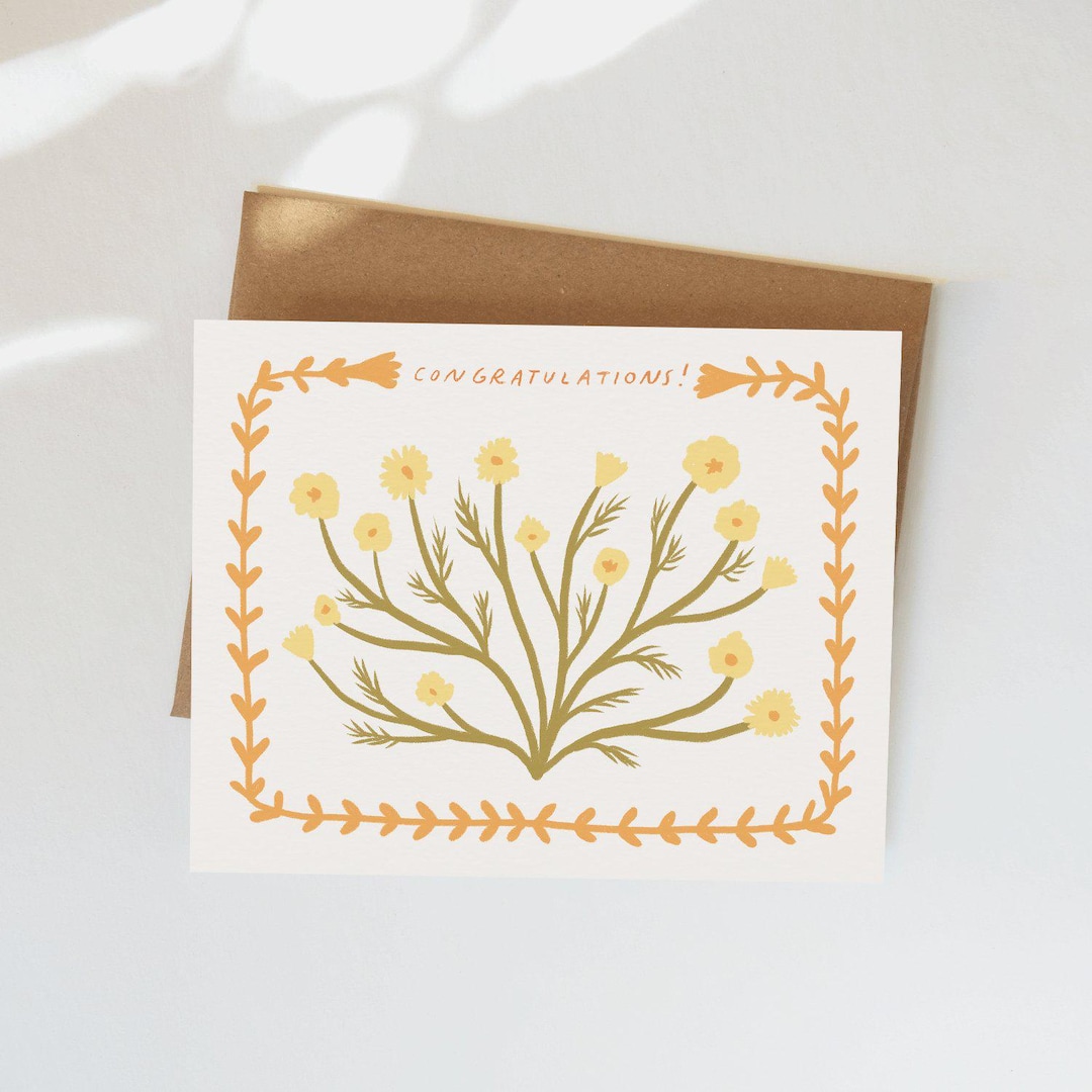 Chamomile Congratulations Greeting Card, Handmade, Wildflowers ...