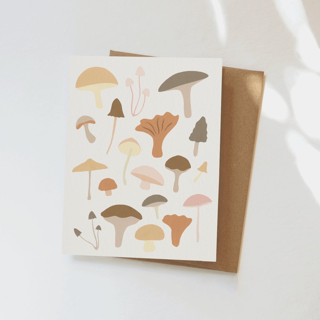 Mushrooms Greeting Card, Mushroom, Card, Handmade, Collage, Natural ...