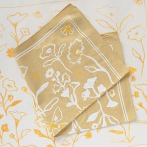Handmade Cotton Blossoms Bandana, Screen Printed Wildflower Garden ...