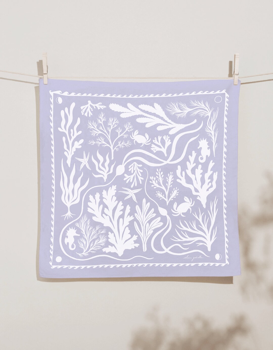 100% Cotton Tides Bandana, Ocean Inspired, Beach Themed, Seahorse, Crab ...