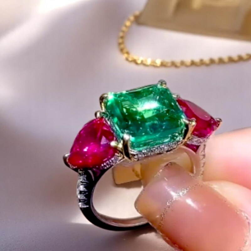 Ruby Emerald Ring - Etsy