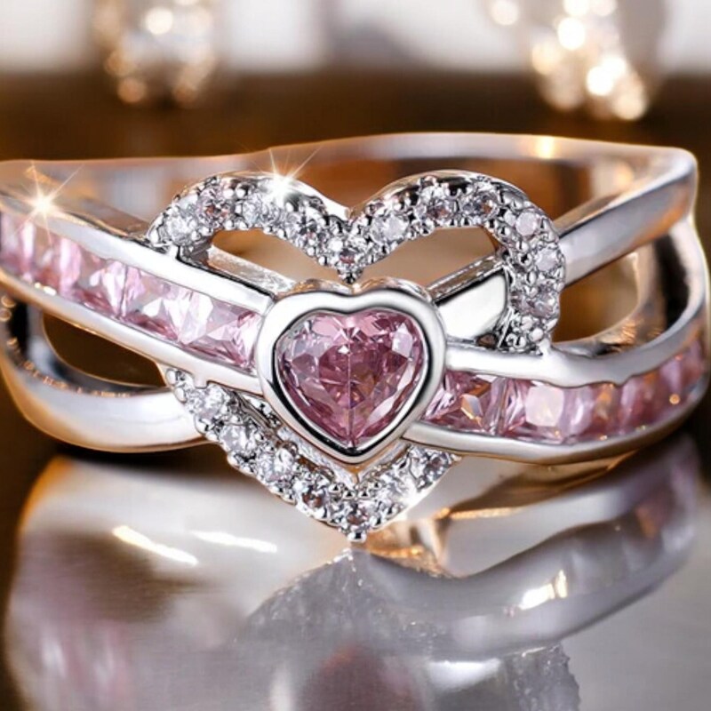Pink Heart Ring - Etsy
