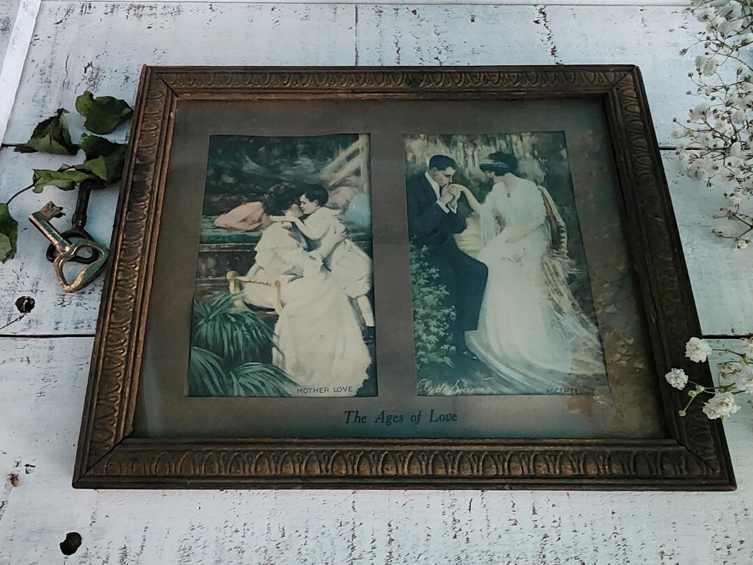 Antique Wood Framed Matted Prints “the Ages of Love” / Mother Love ...