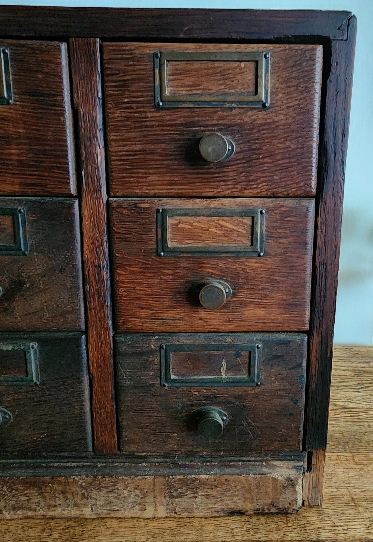 Antique Solid Oak the Globe Card Index File Apothecary 6 Drawer Index ...