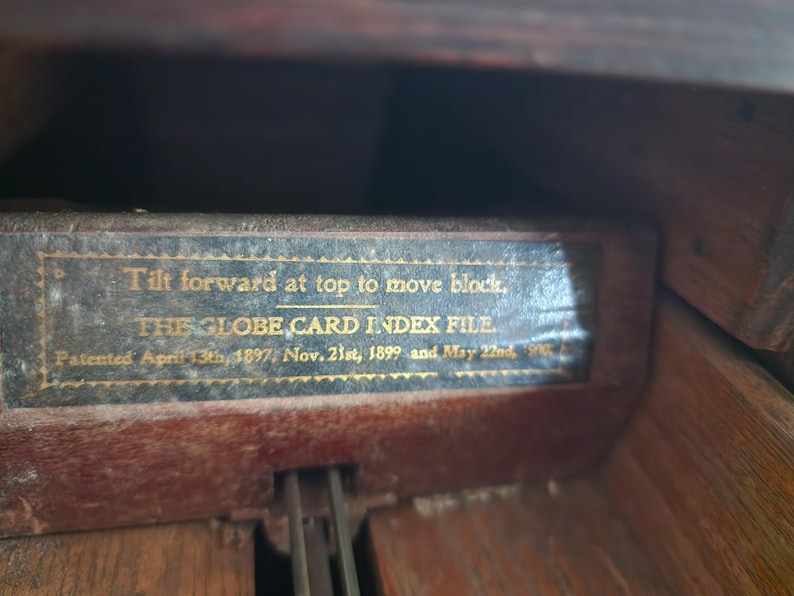 Antique Solid Oak the Globe Card Index File Apothecary 6 Drawer Index ...