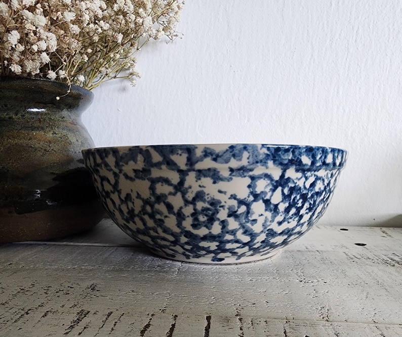 Vintage Gibson Cobalt Blue Spongeware Splatterware Bowl Cottagecore ...