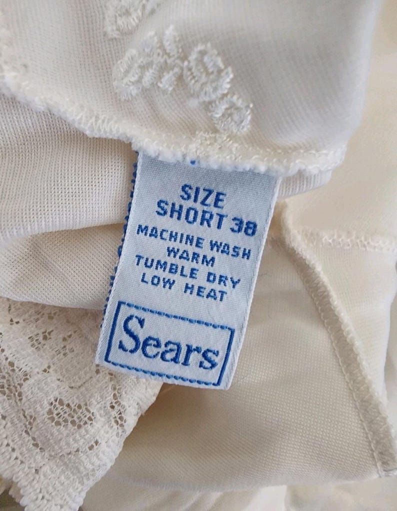 Vintage Sears Women's Full Slip Dress Size 38/ M Anti-cling Nylon W ...